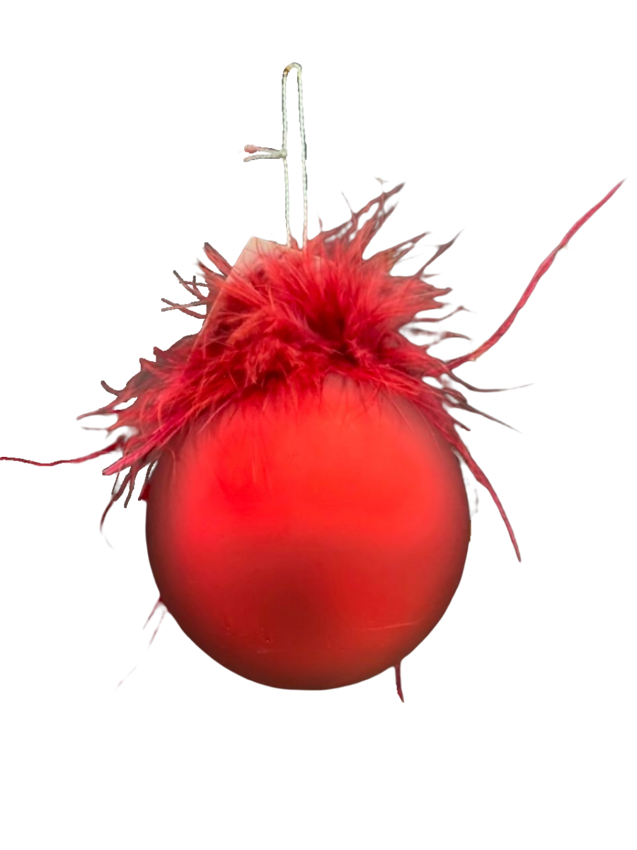 Boule de noël rouge matte à plume – Cideal